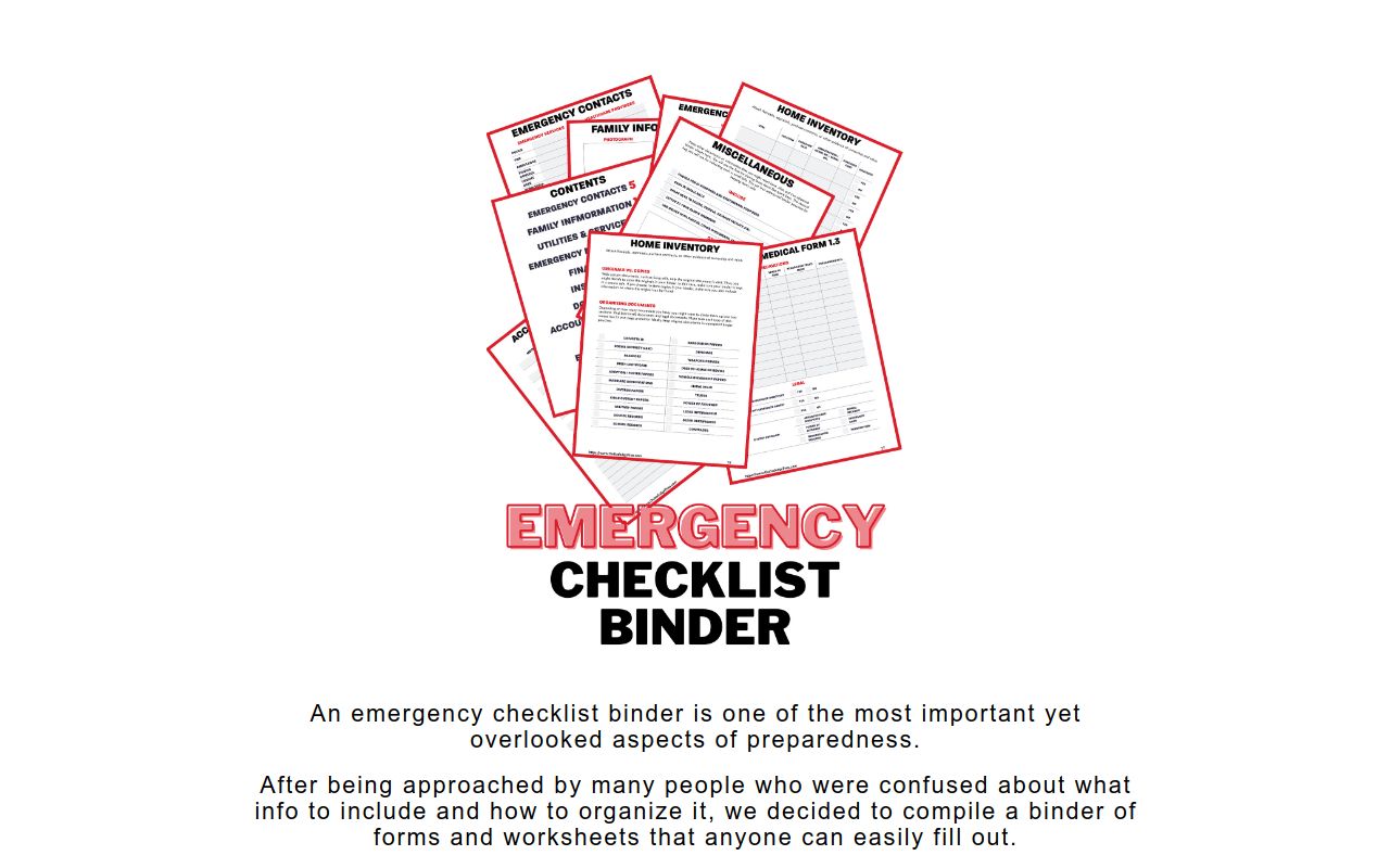 Emergency Checklist Binder